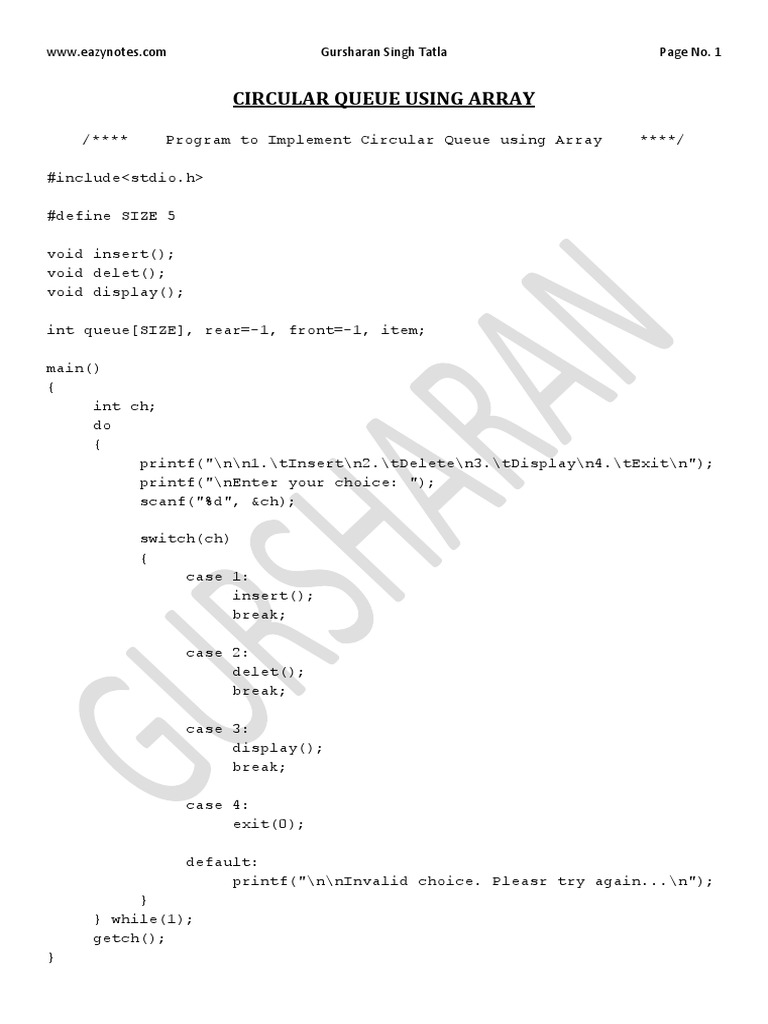 Circular Queue Using Array | PDF