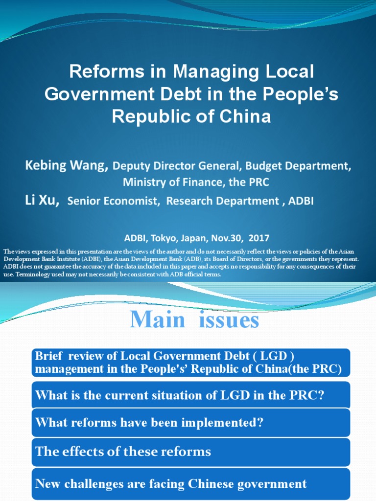 Reforms in Managing Local Government Debt in The People's Republic of ...