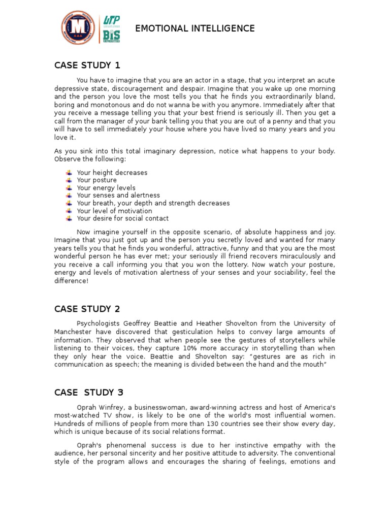 Emotional Intelligence: Case Study 1 | PDF | Oprah Winfrey | Storytelling
