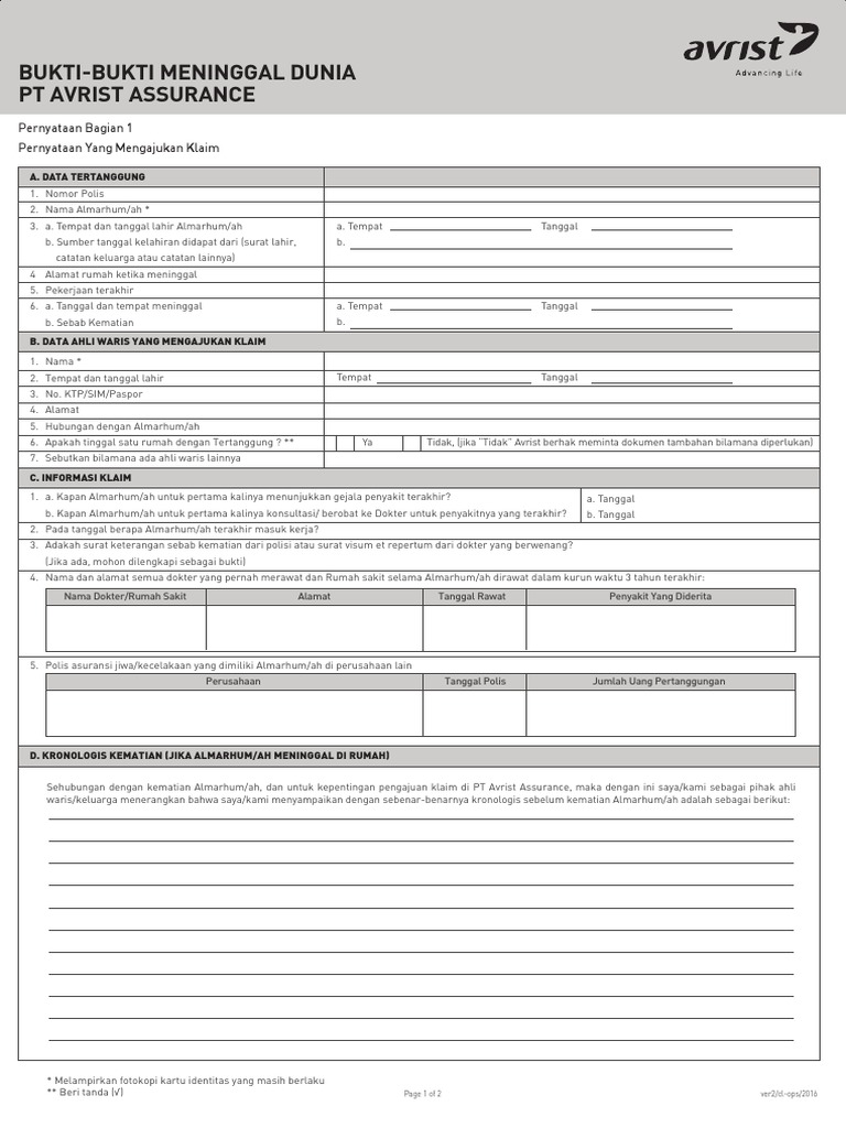 Form Klaim 1 Updated | PDF