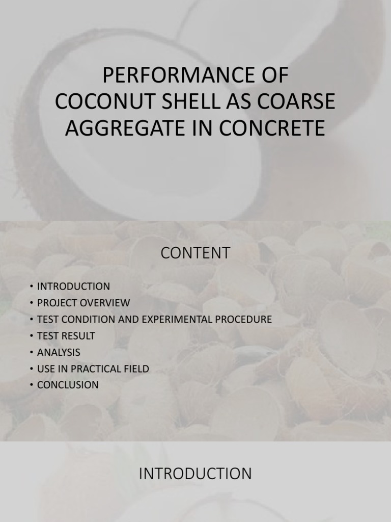 Performance of Coconut Shell As Coarse Aggregate in | PDF ...