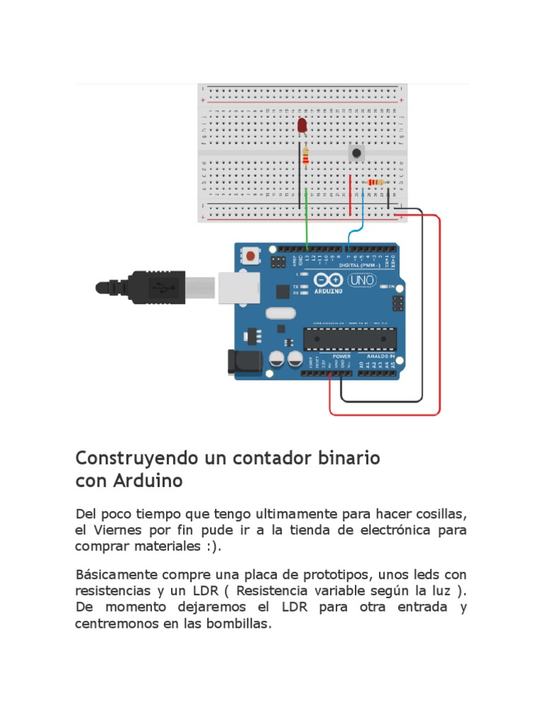 Construyendo Un Contador Binario Con | Arduino | Diodo emisor de luz ...