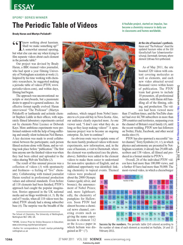 The Periodic Table of Videos | PDF | Chemistry | Physical Sciences