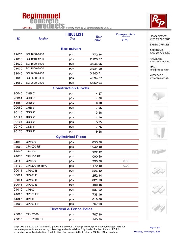 RCP Prices | PDF | Value Added Tax | Services (Economics)