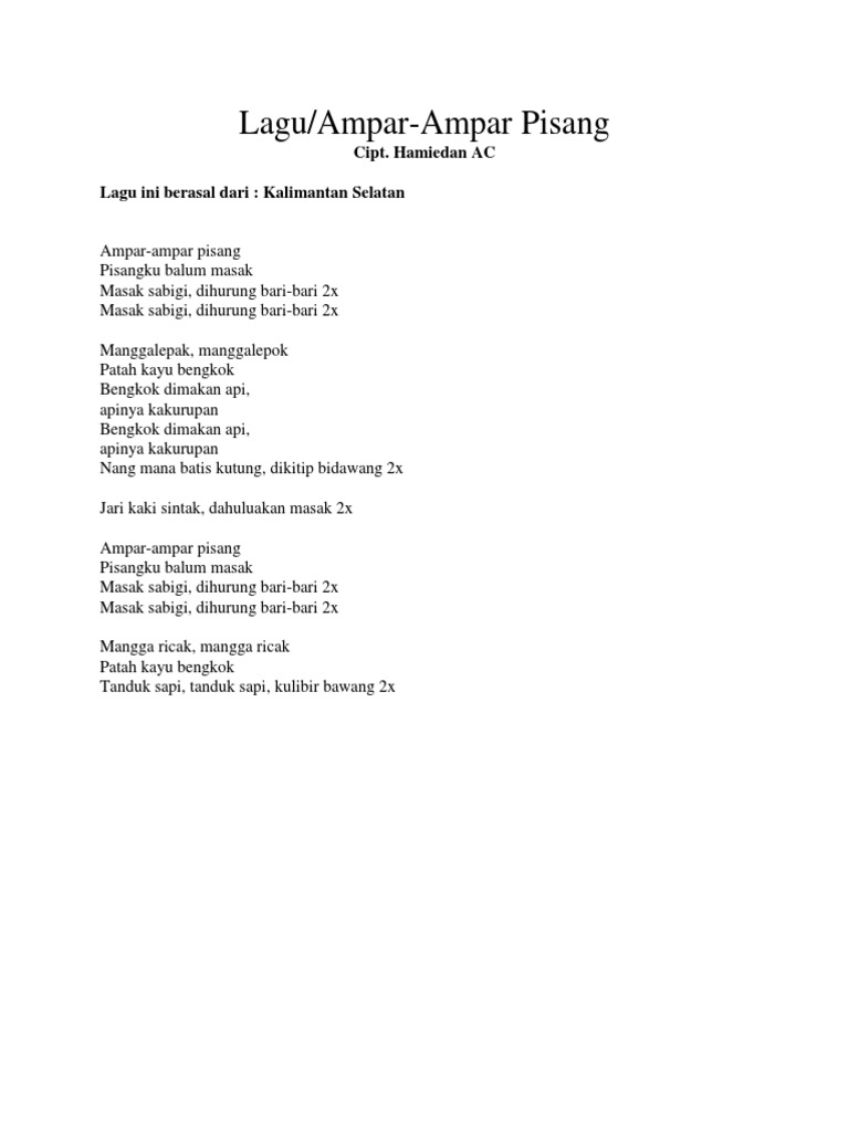 Lagu Ampar Ampar Pisang Pdf