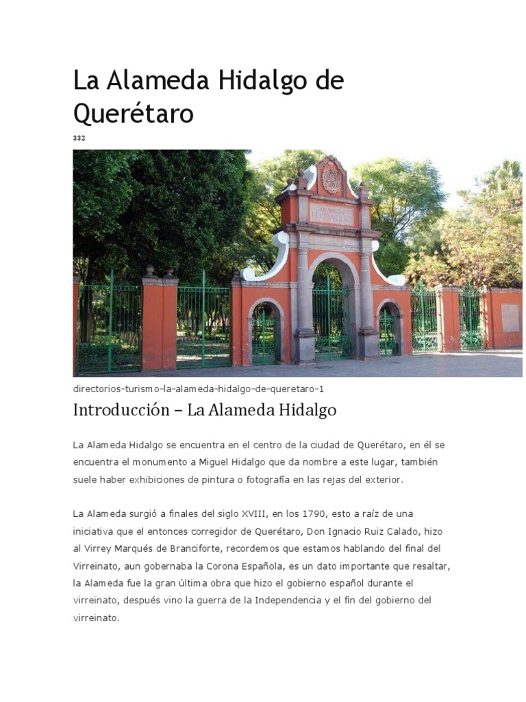 La Alameda Hidalgo de Querétaro | PDF | Nueva españa | Transporte por ...