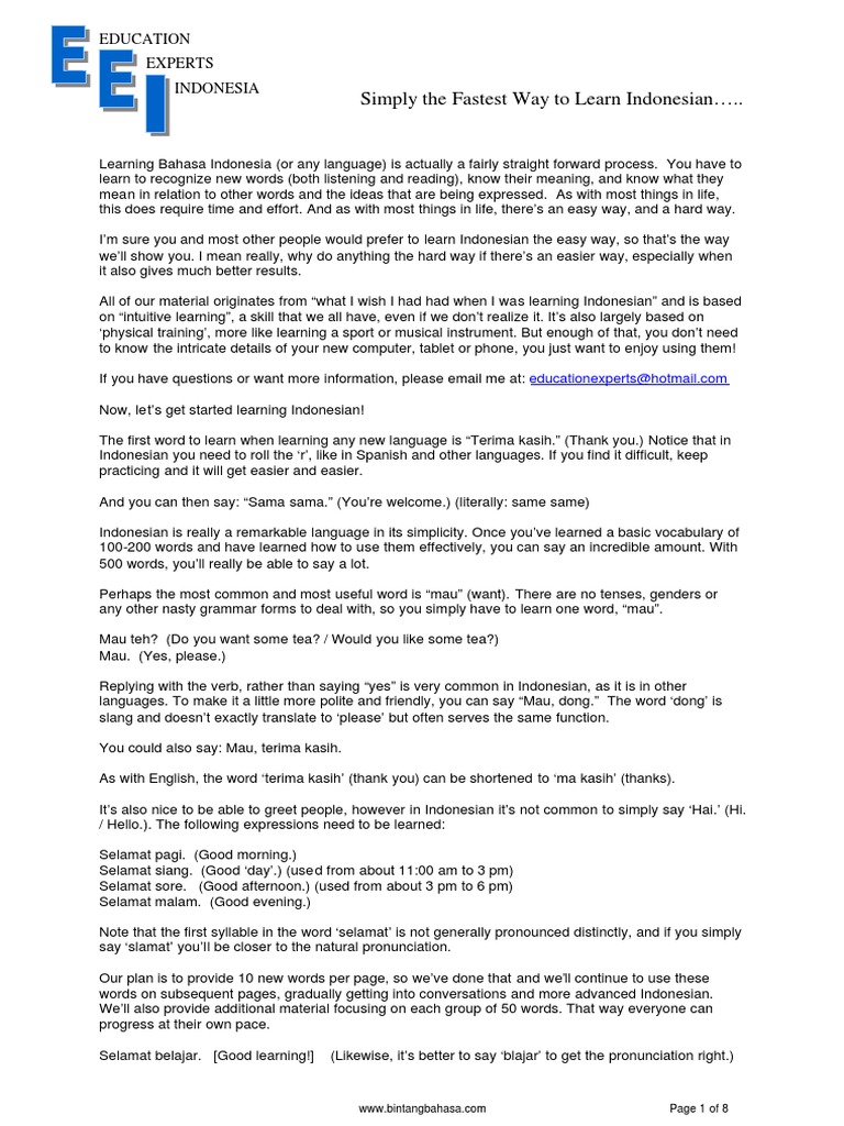 Learning The Indonesian Language | PDF | Indonesian Language | Semiotics