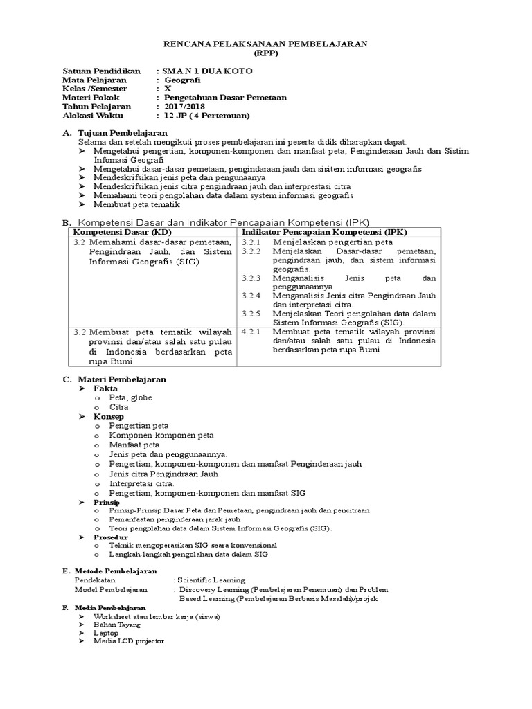 RPP Peta Dan Pemetaan | PDF | Komputer
