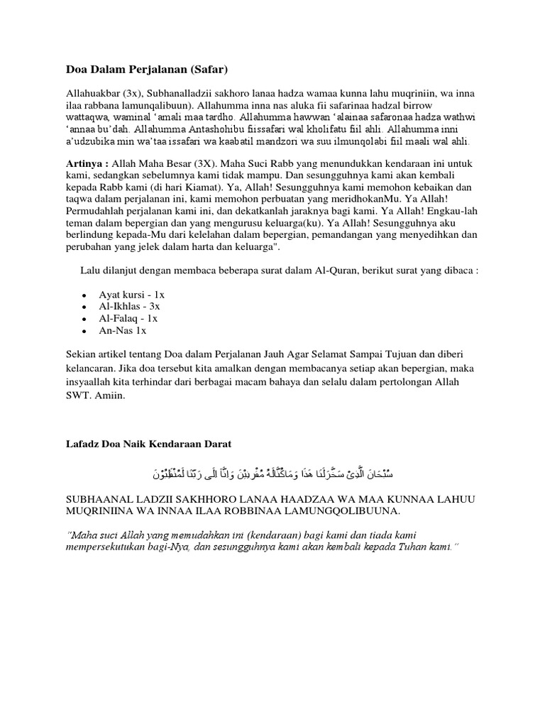 Doa Selamat Dalam Perjalanan Jauh | PDF | Agama & Spiritualitas