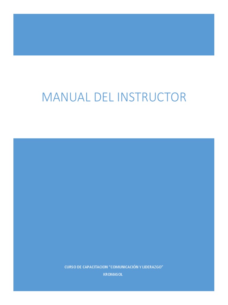 Manual Del Instructor | PDF | Liderazgo | Comunicación no verbal