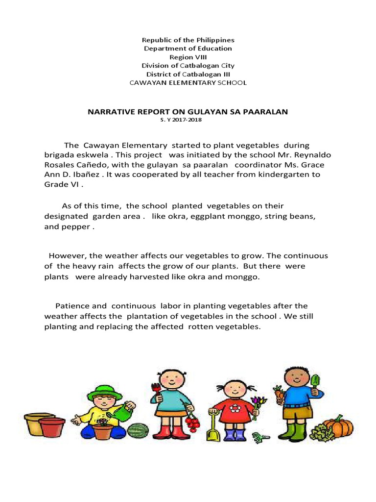 Narrative Report on Gulayan Sa Paaralan