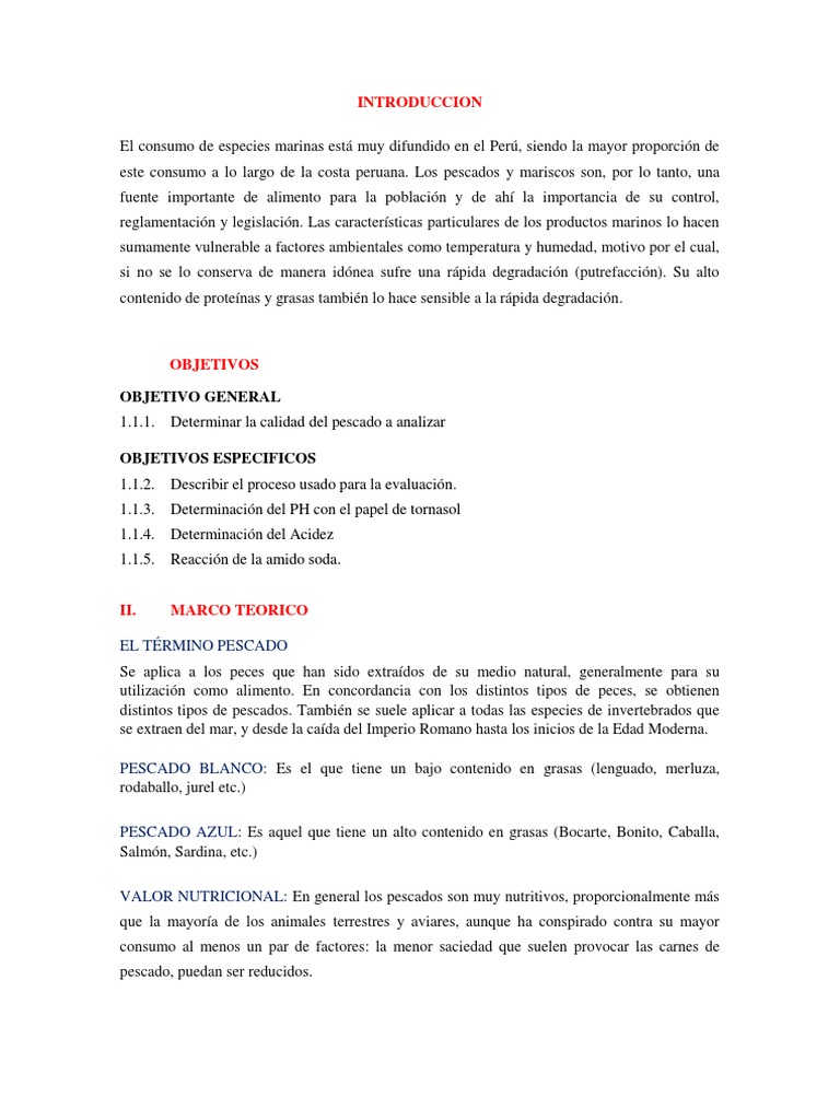 Análisis Bromatológico del Pescado Furel | PDF | Pescado como alimento ...