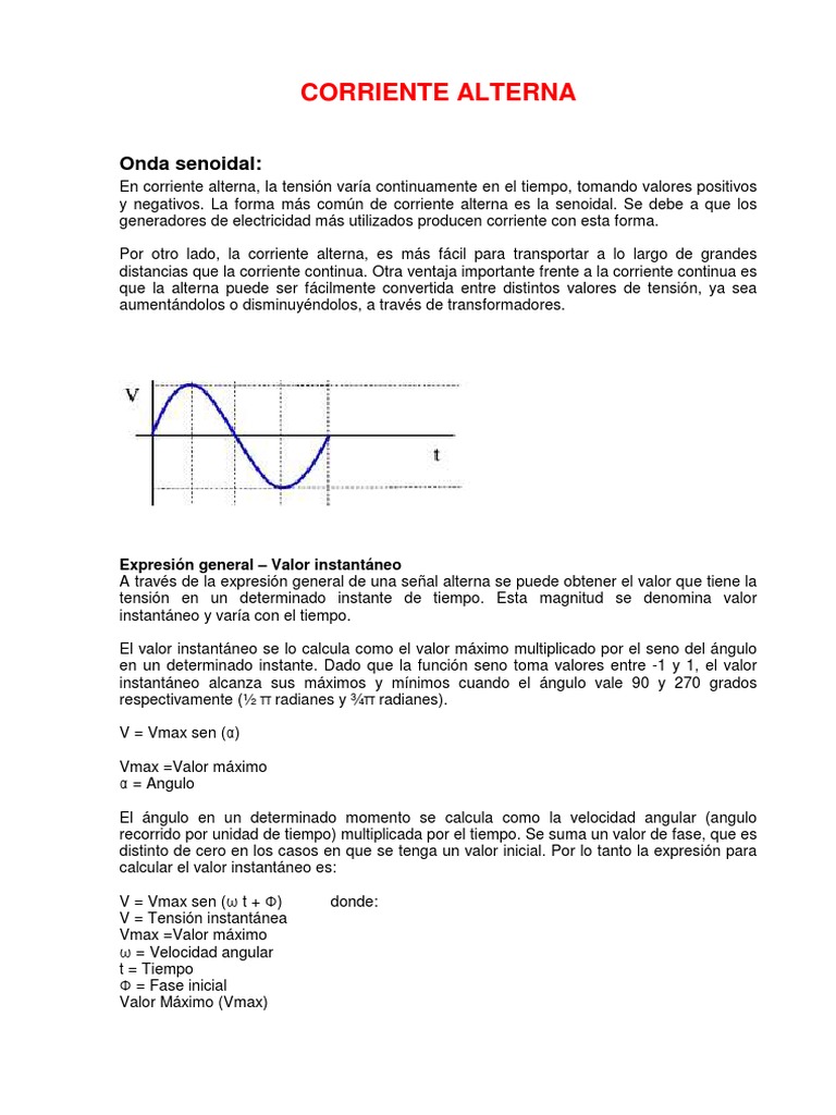 Corriente Alterna Onda Senoidal Pdf Corriente Alterna Número