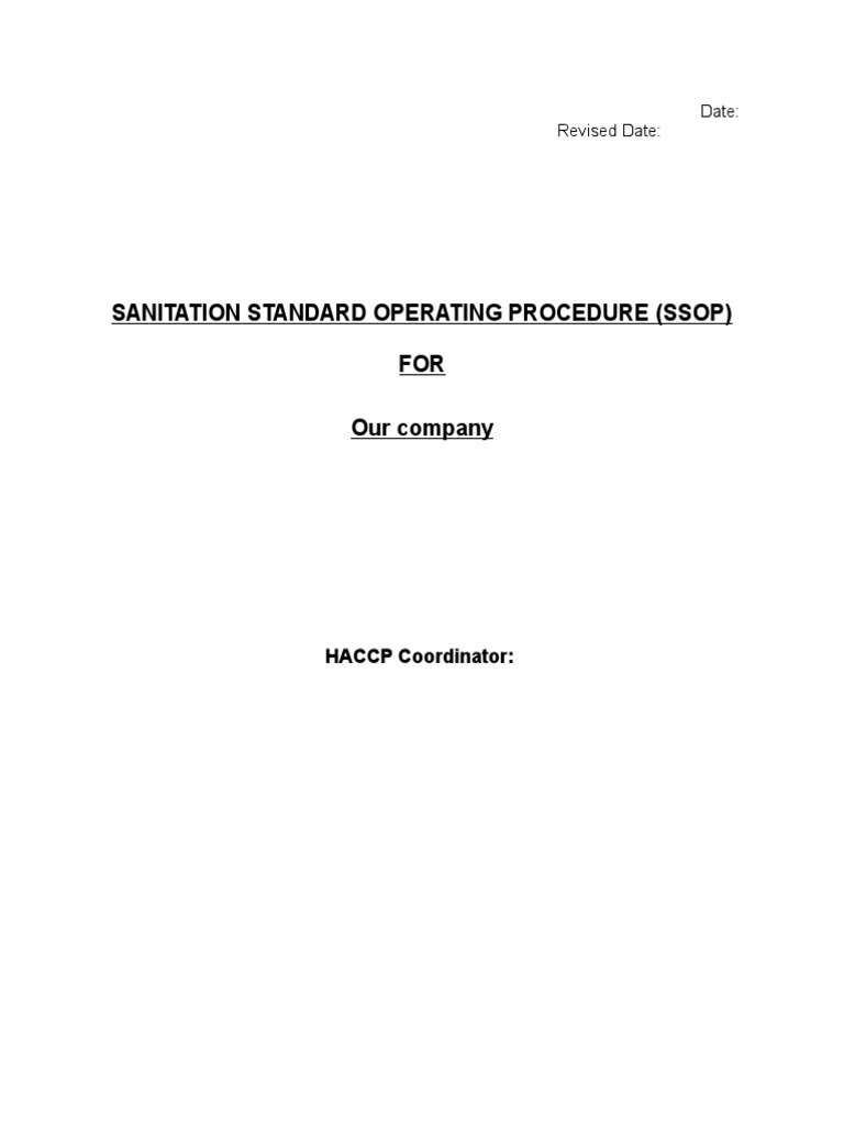 SSOP Procedures | PDF | Hygiene | Foods