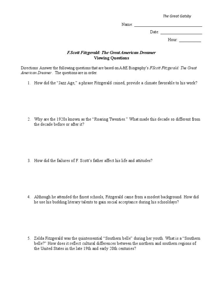 Fitzgerald and the Jazz Age Insights | PDF