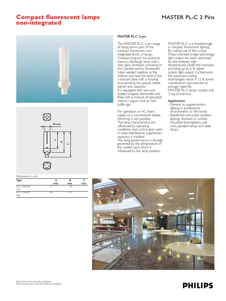 Compact Fluorescent Lamps Non-Integrated: Master PL-C 2 Pins | PDF ...