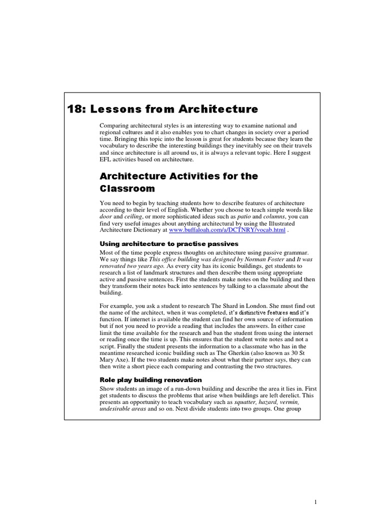 Architecture ESL Lesson | PDF | English As A Second Or Foreign Language ...