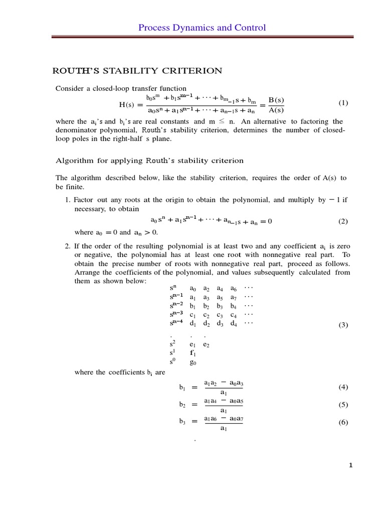 8 - Routh - Routh's Stability Criterion | PDF | Polynomial | Factorization