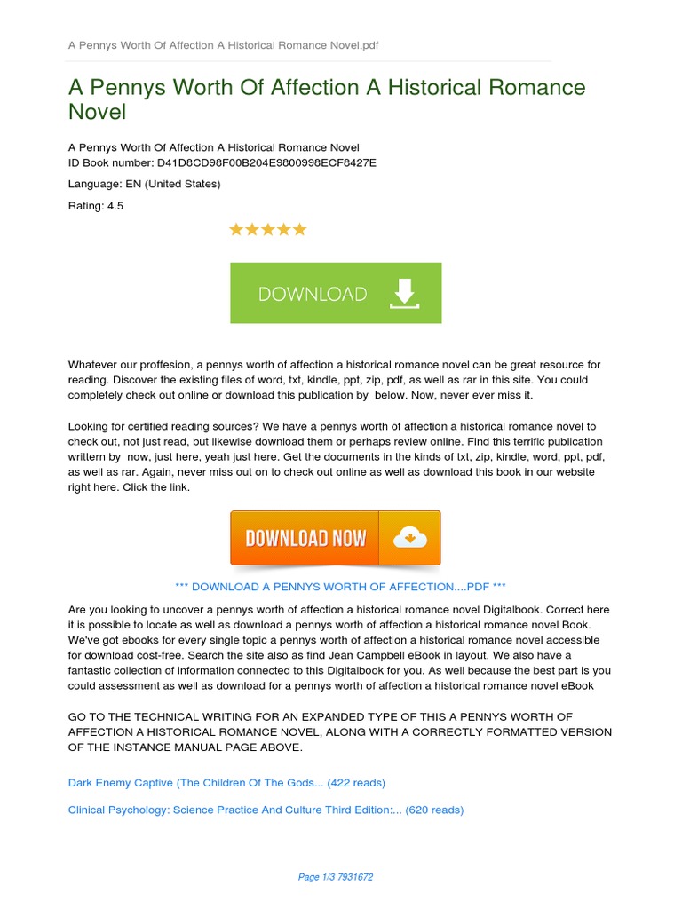 A Pennys Worth of Affection A Historical Romance Novel PDF | PDF ...