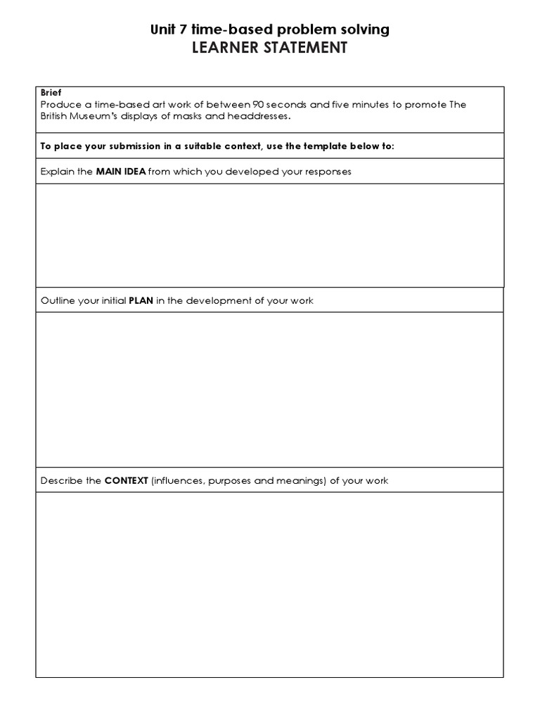 Unit 7 Learner Statement | PDF