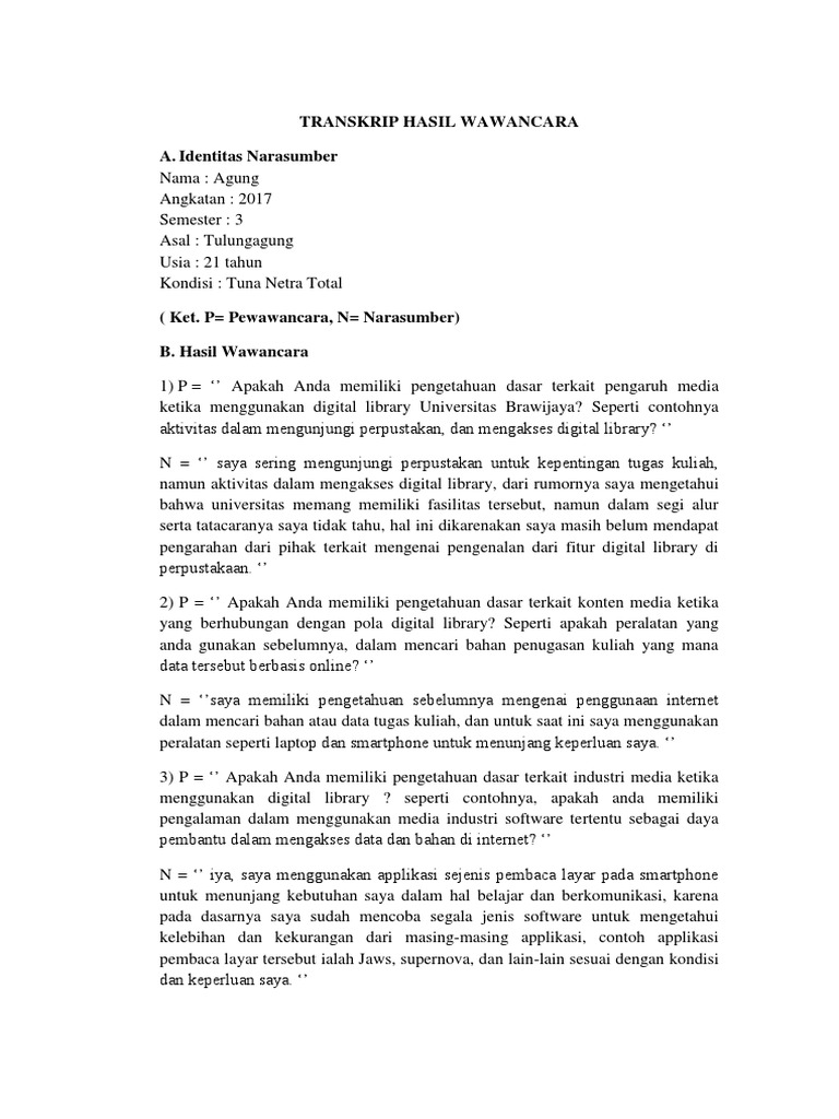 Transkrip Wawancara | PDF