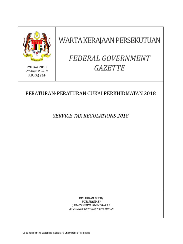Service Tax Regulations 2018 PDF | PDF