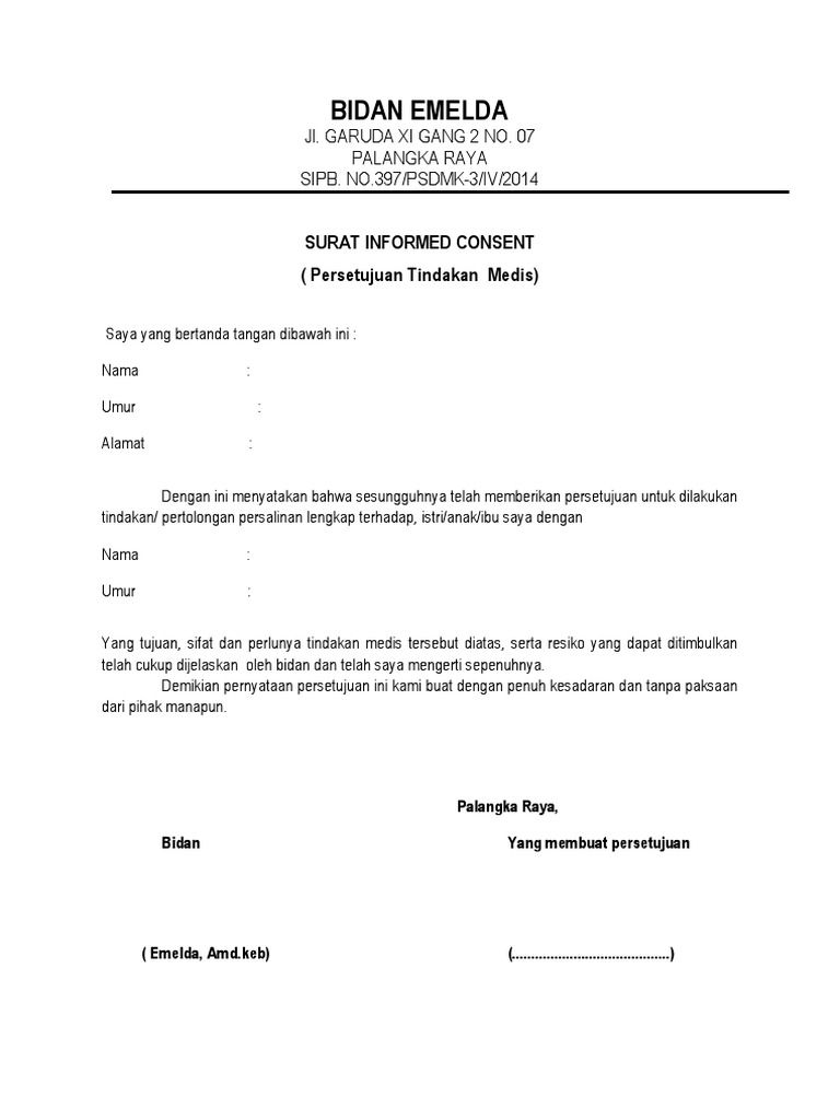 Surat Informed Consent | PDF