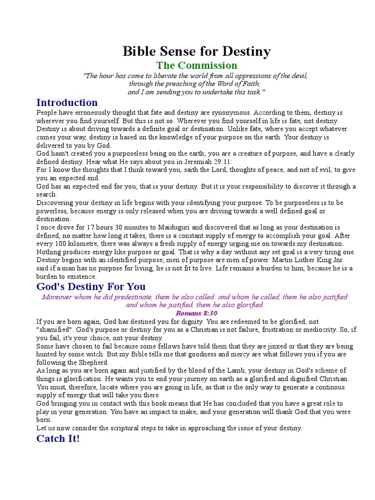The Bible Sense For Destiny | PDF | Faith | Abraham