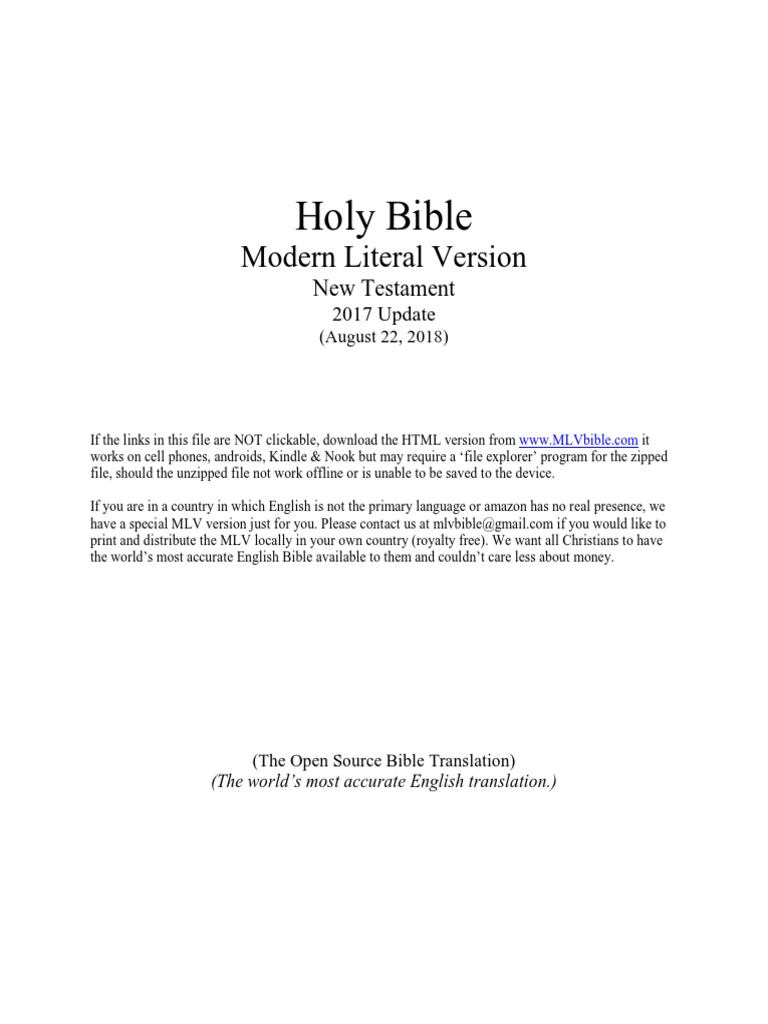 Holy Bible: Modern Literal Version | PDF | Translations | New Testament
