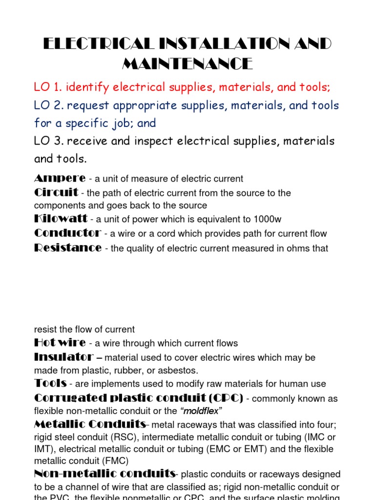 Electrical Installation and Maintenance | PDF