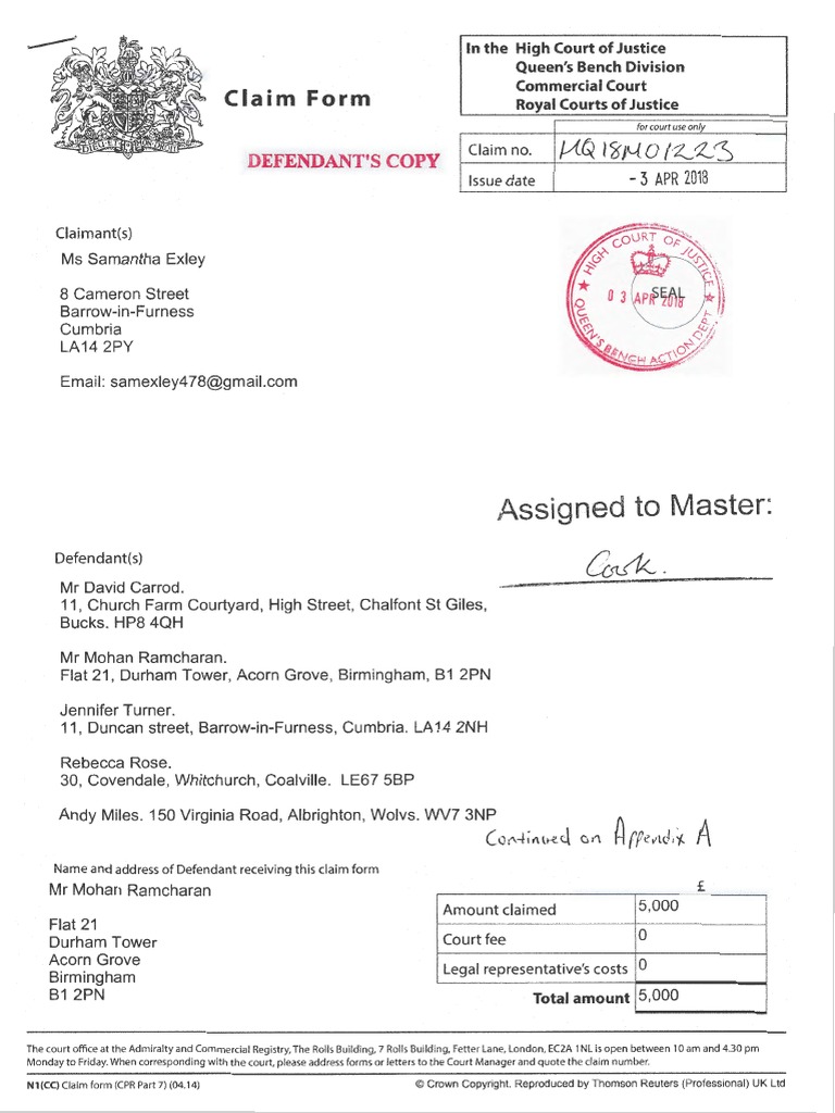 High Court Claim Form PDF | PDF | Alternative Dispute Resolution ...