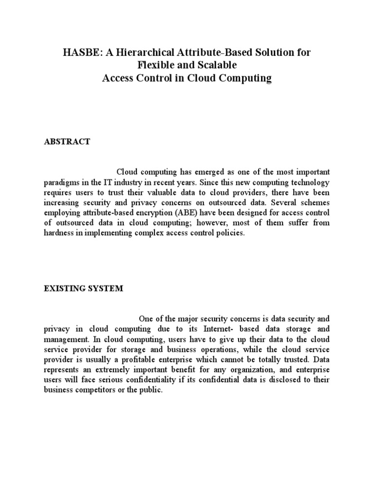 HASBE: A Hierarchical Attribute-Based Solution For Flexible and Scalable Access Control in Cloud ...