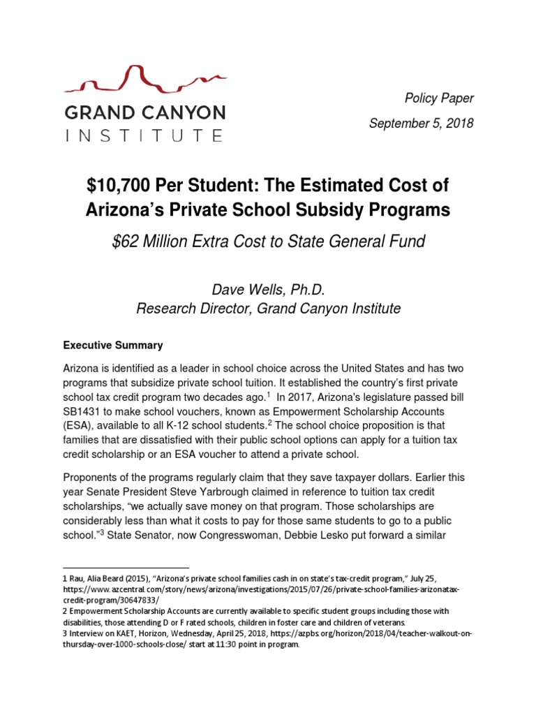 Policy Private School Program Costs | PDF | School Voucher | Private School