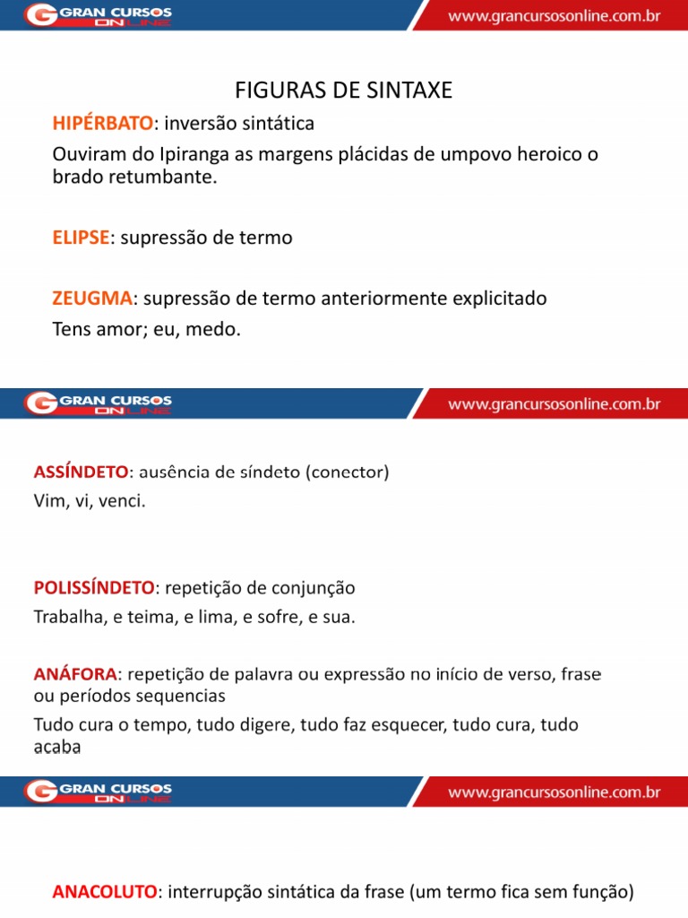 Aula 24 - Figuras de Linguagem - Figuras de Sintaxe e de Pensamento | Download grátis PDF ...