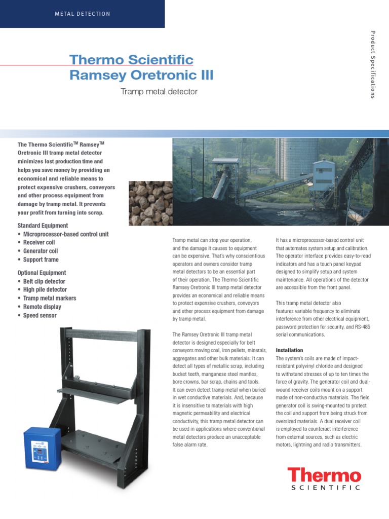 Thermo Scientific Ramsey Oretronic III: Tramp Metal Detector | Download ...