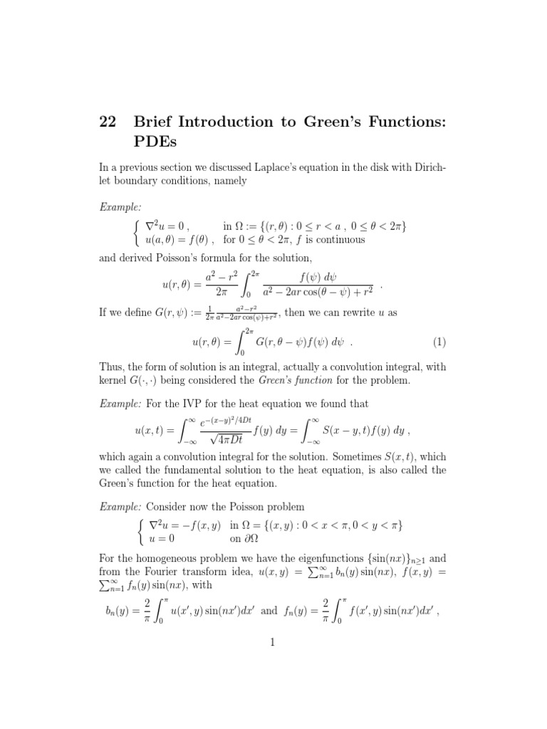 22 Brief Introduction To Green's Functions: Pdes | PDF | Green's ...
