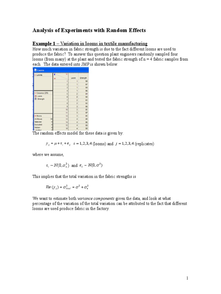 Analysis of Experiments With Random Effects | PDF | Confidence Interval | Random Effects Model