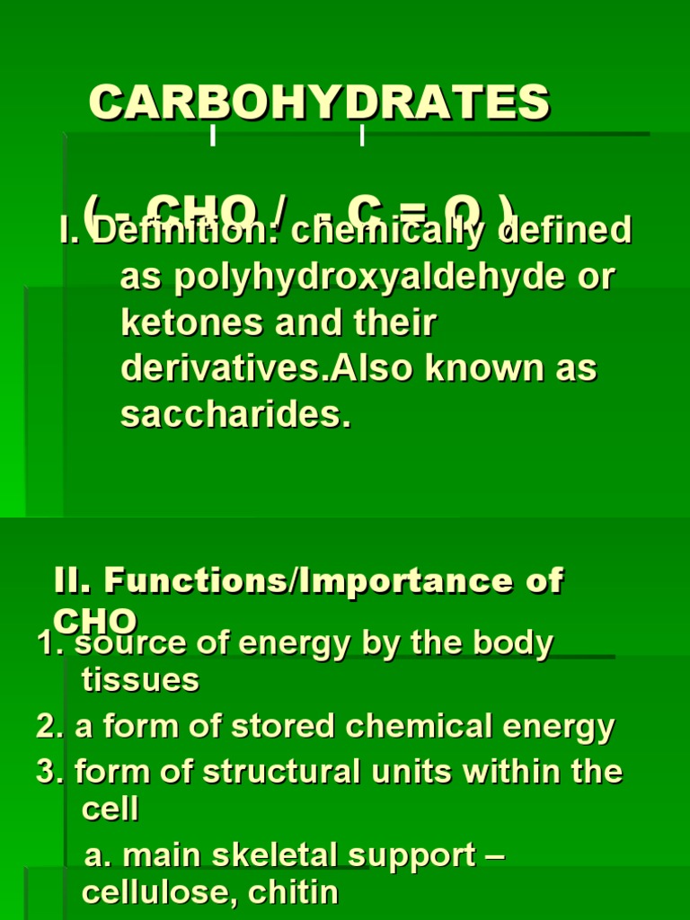 Overview of Carbohydrates (CHO) | PDF | Carbohydrates | Glucose