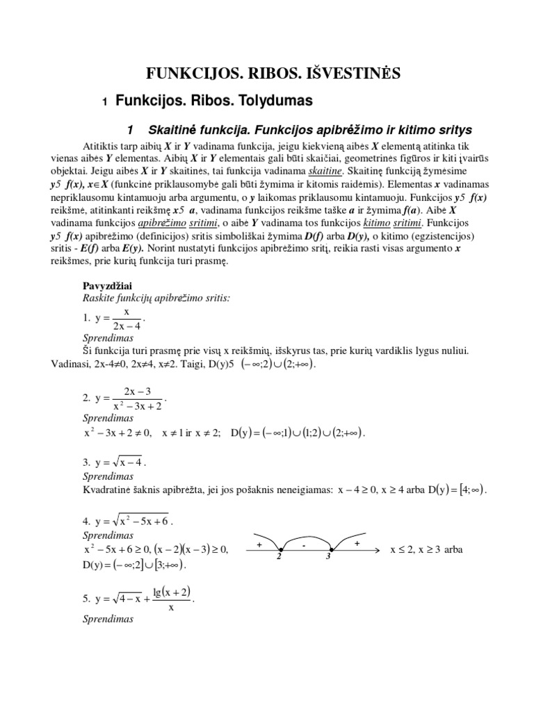 Funkcijos. Ribos. Isvestines | PDF