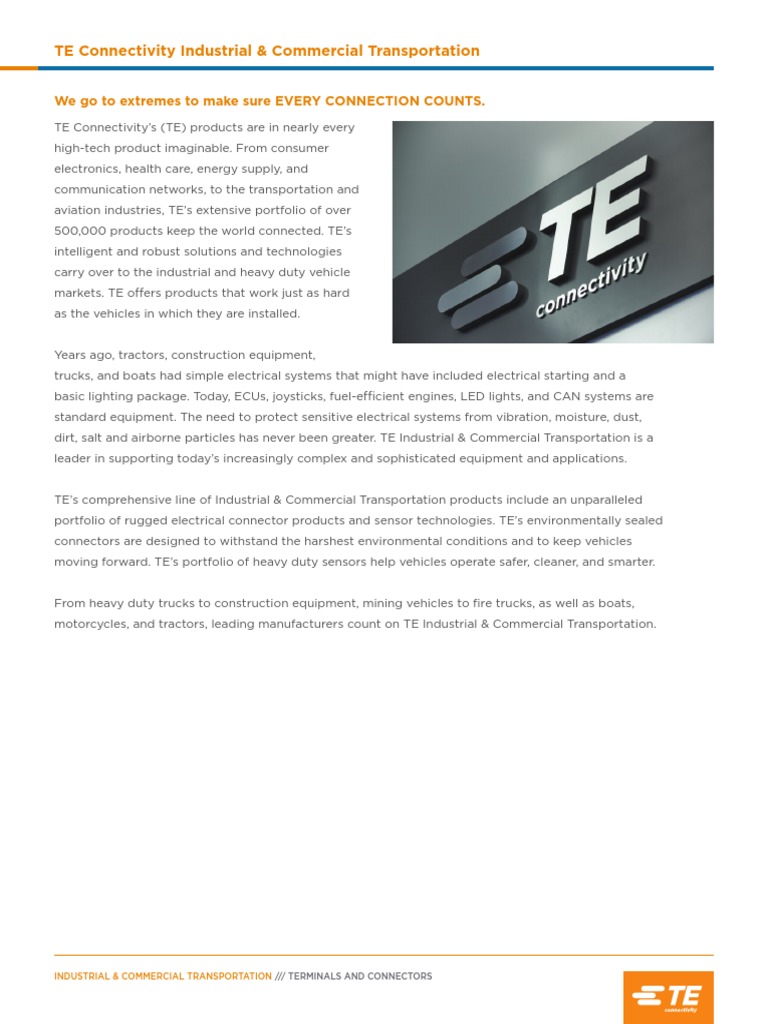 TE Connectivity Industrial & Commercial Transportation: We Go To ...