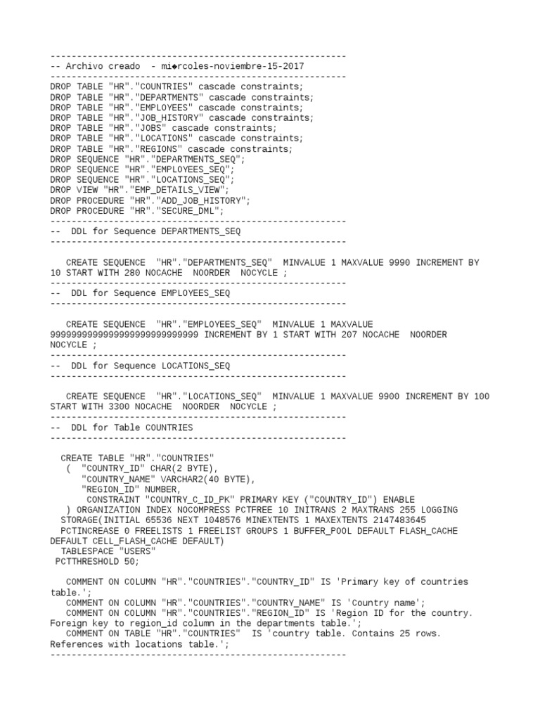 Schema HR | PDF | Scientific Modeling | Data Model