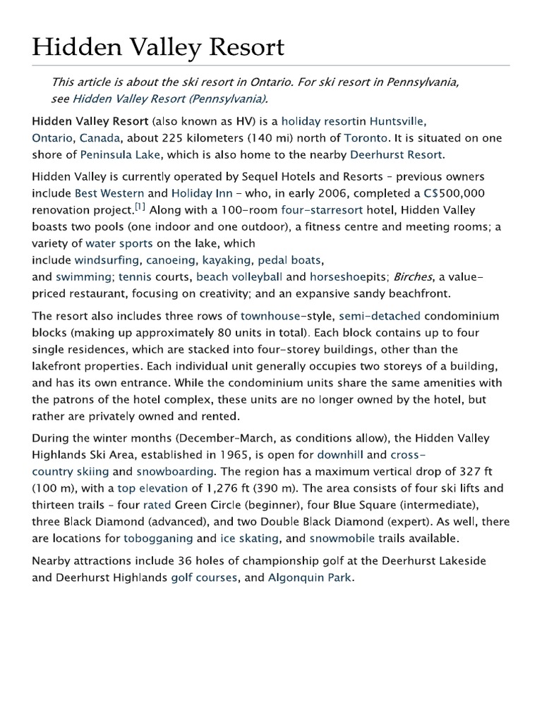 Hidden Valley Resort | PDF