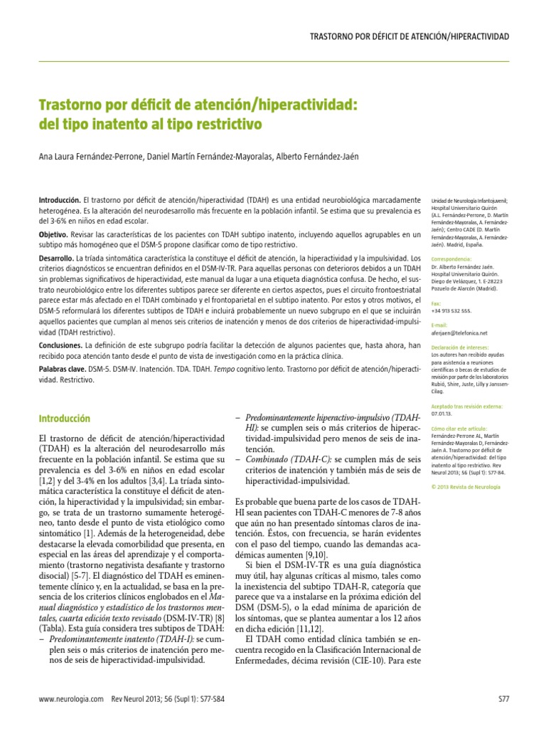 Inatento Tdah | PDF | Desorden hiperactivo y deficit de atencion ...