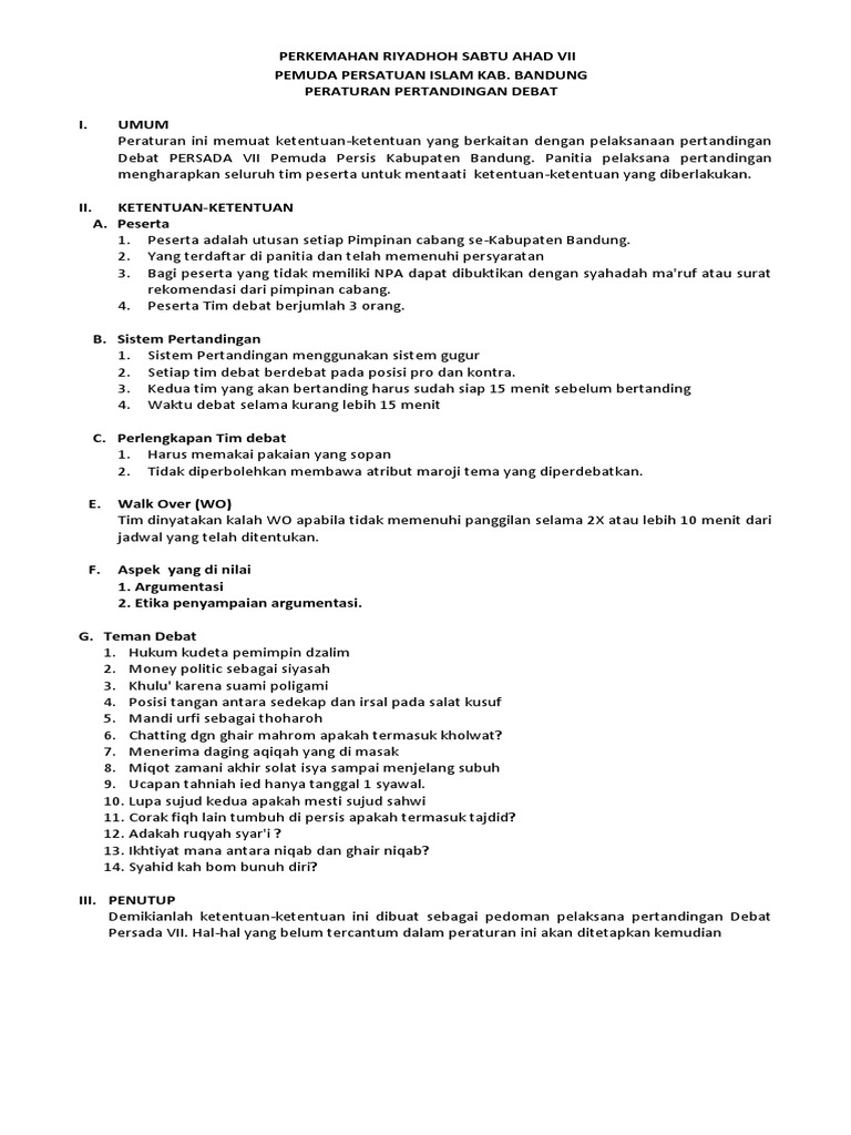 Contoh Tema Debat | PDF