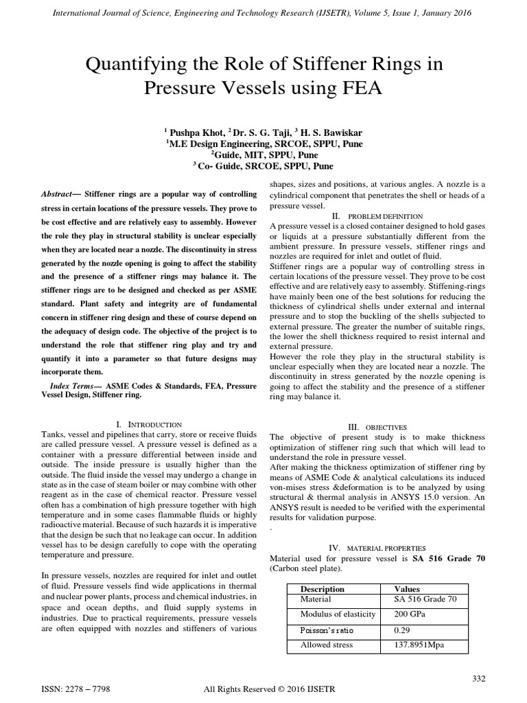 Stiffening Rings Evaluation | Stress (Mechanics) | Deformation ...