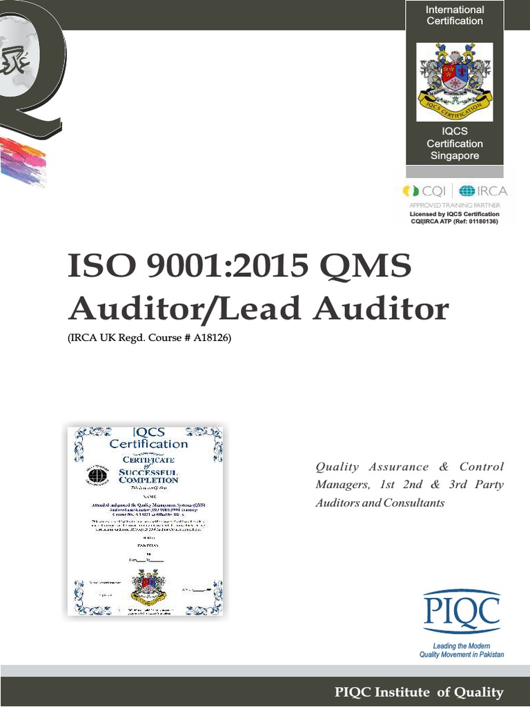 ISO 9001-2015 QMS Auditor/Lead Auditor | Quality Management System ...