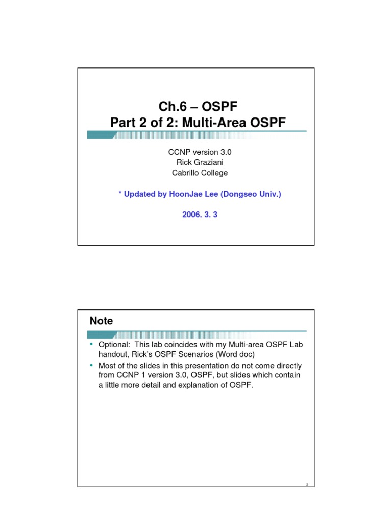 MultiArea OSPF Slides | PDF | Computer Network | Computer Architecture