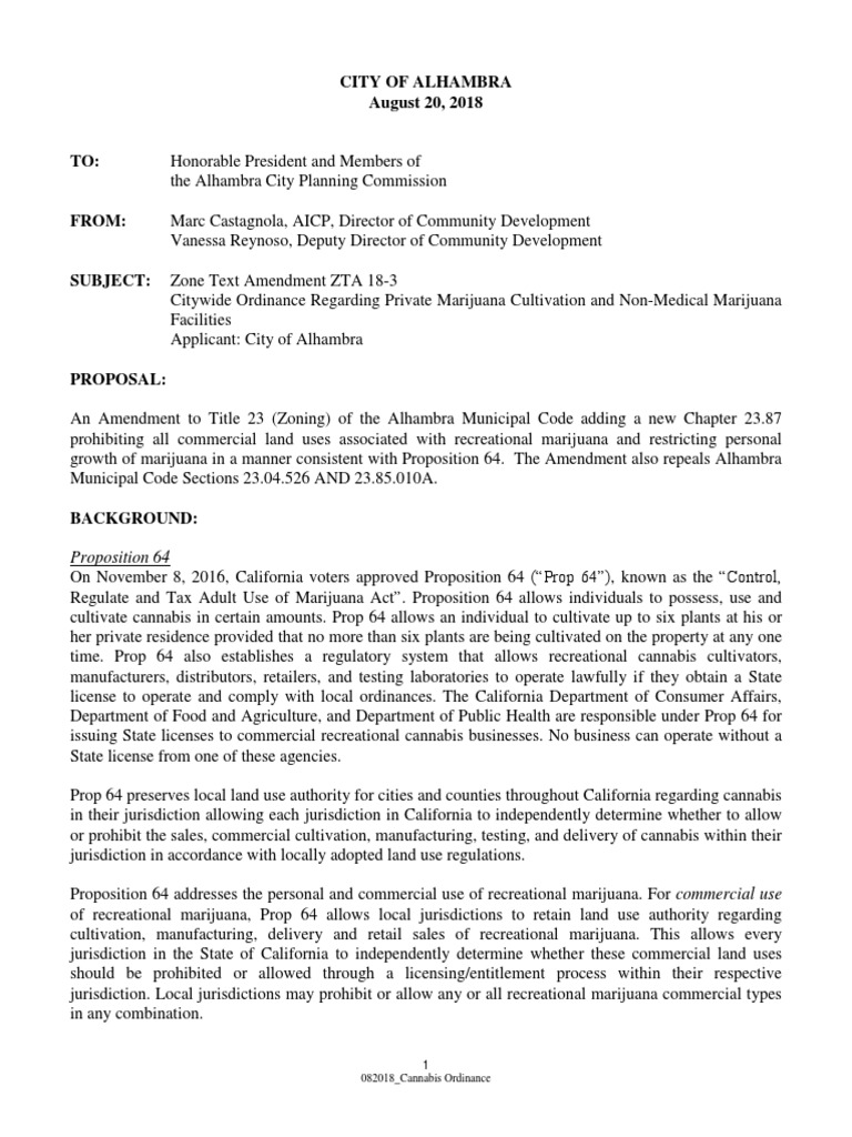 Alhambra Cannabis Ordinance | PDF | Cannabis (Drug) | Medical Cannabis