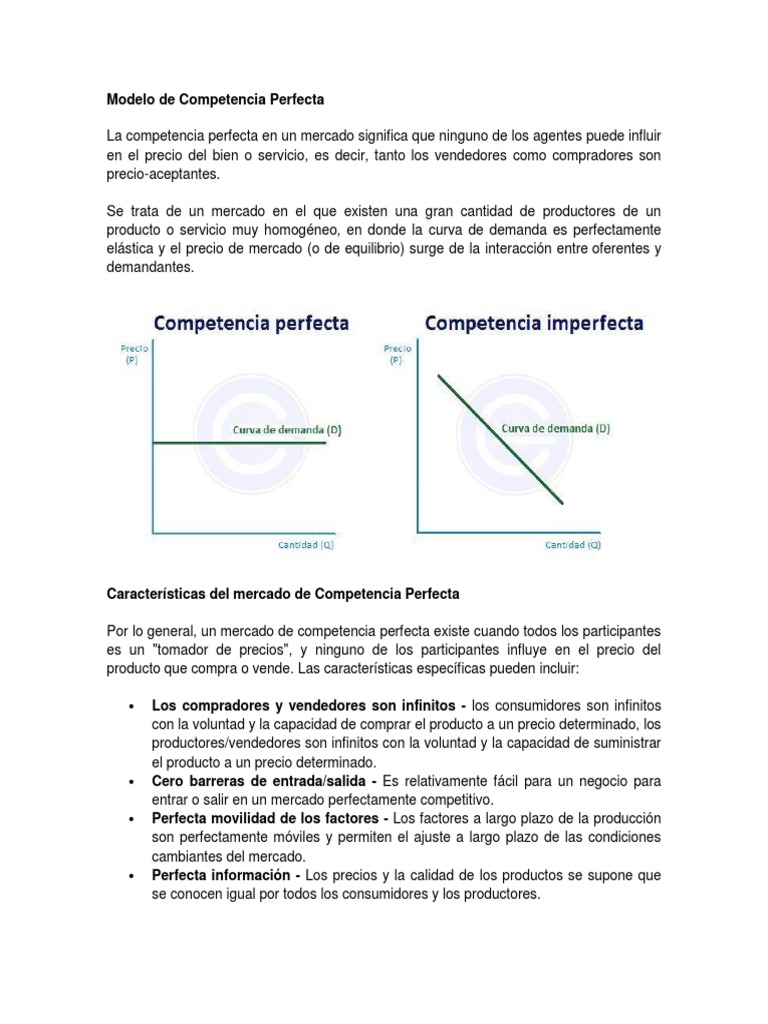 Características de la Competencia Perfecta | PDF | Competencia perfecta ...