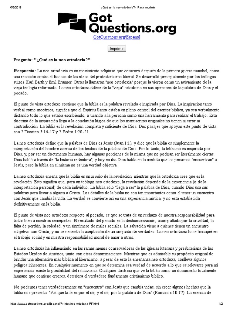 ¿Qué Es La Neo Ortodoxia - para Imprimir | PDF | Iglesia ortodoxa ...